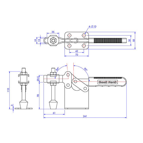 GH-200-WH, Good Hand Horizontal Handle Toggle Clamp